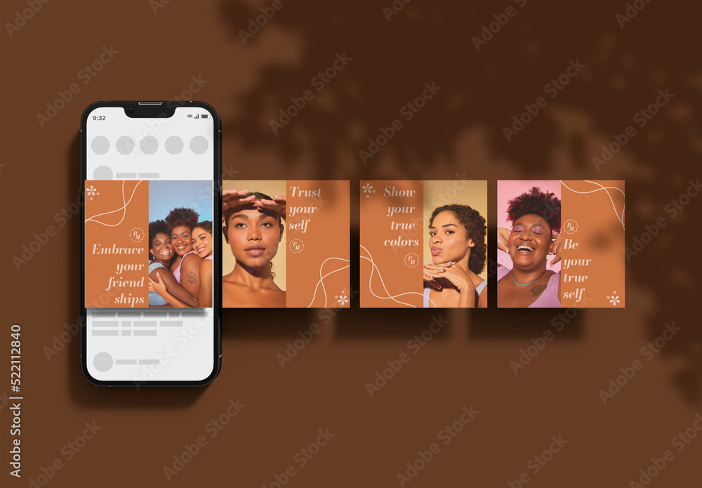 Smartphone Social Media Post Mockup Stock Template | Adobe Stock