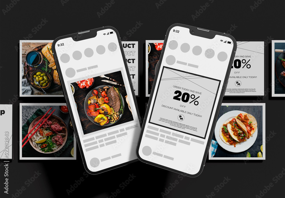Smartphone Social Media Stories Screen Kit Mockup Stock Template ...