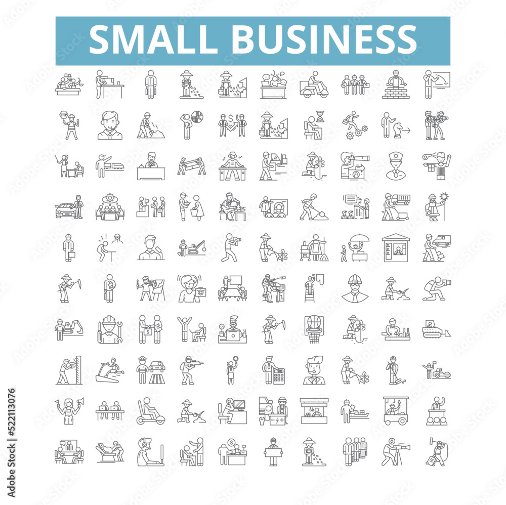 Small business icons, line symbols, web signs, vector set, isolated ...