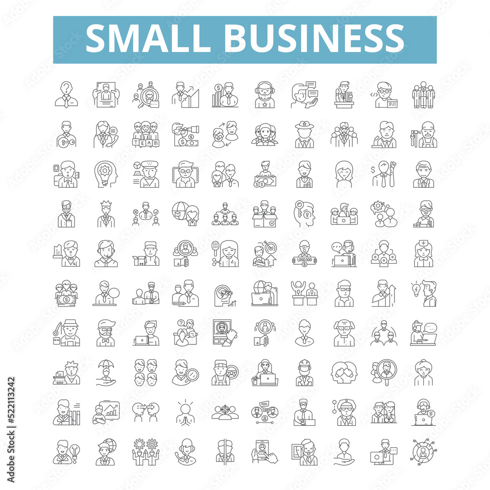 Small business icons, line symbols, web signs, vector set, isolated ...