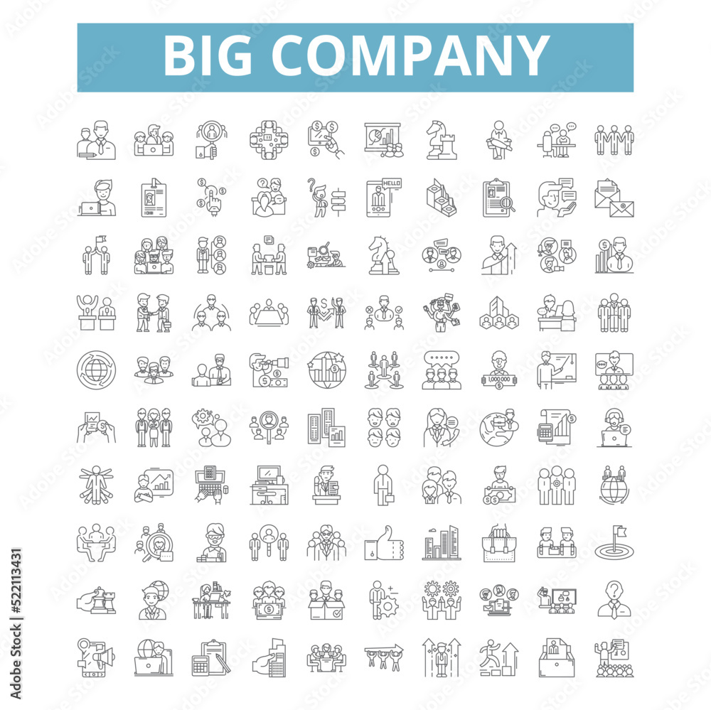 Big company icons, line symbols, web signs, vector set, isolated ...