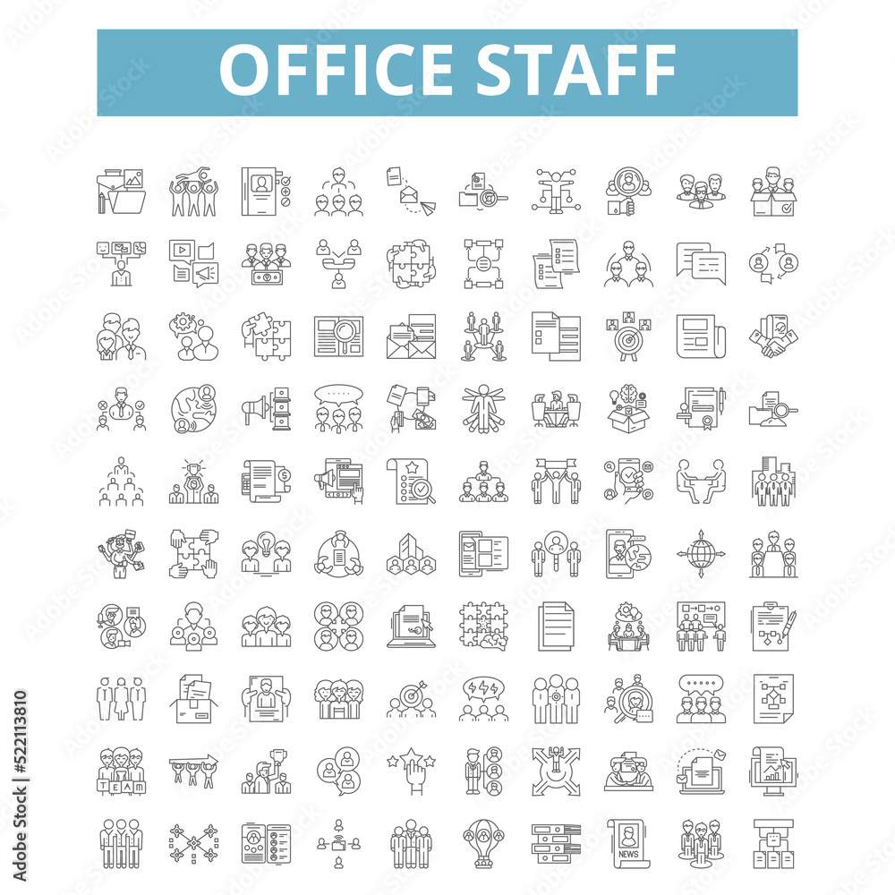 Office icons, line symbols, web signs, vector set, isolated ...