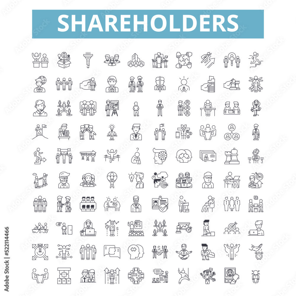 Shareholders icons, line symbols, web signs, vector set, isolated ...