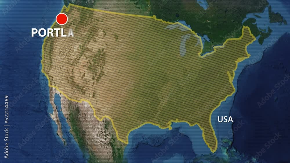 Designation of the borders the United States of America on the map and ...