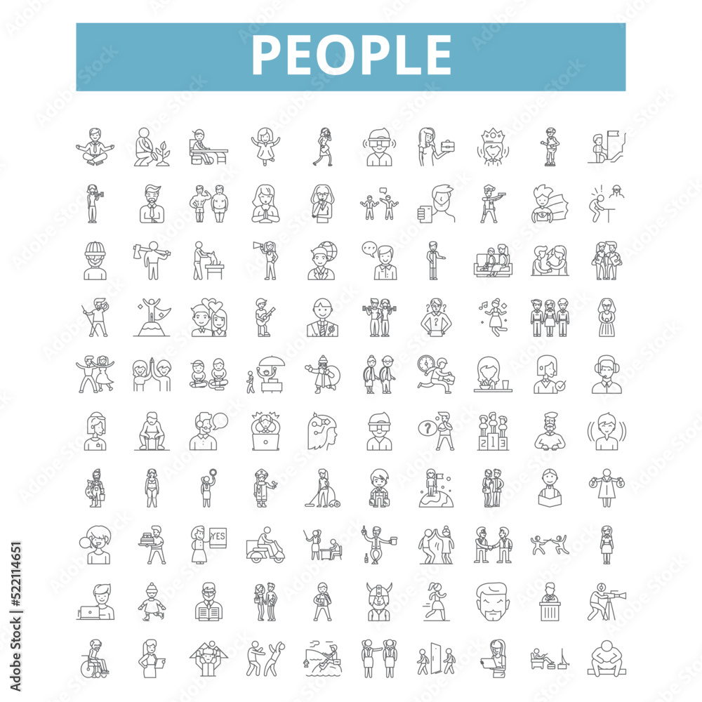 People icons, line symbols, web signs, vector set, isolated ...