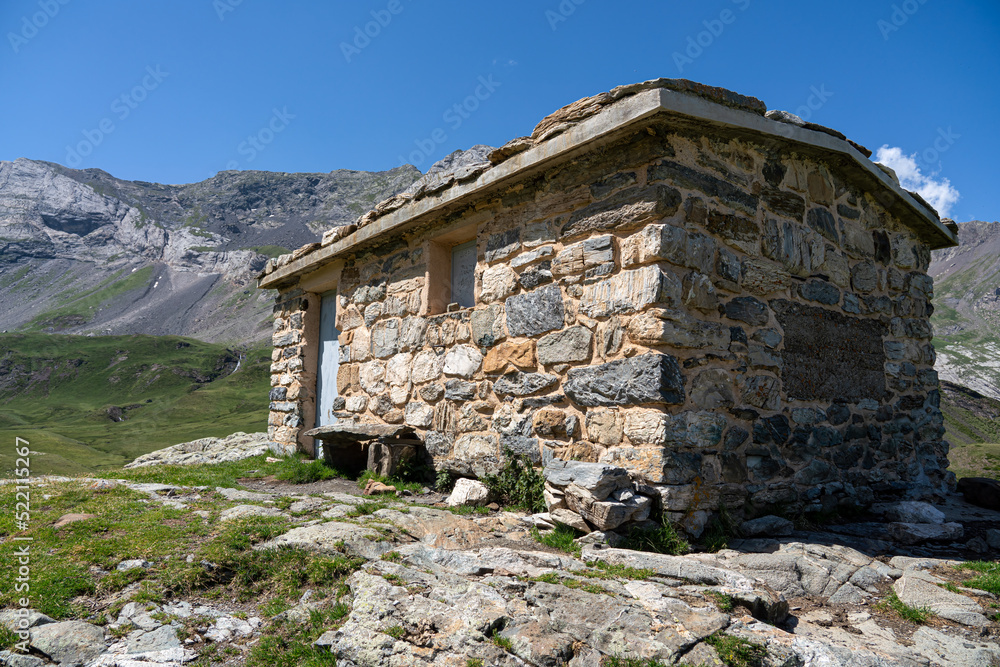 shepherd's stone hut in the middel of a mountain plateau valley with ...