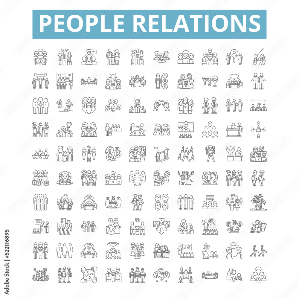 People relations icons, line symbols, web signs, vector set, isolated ...