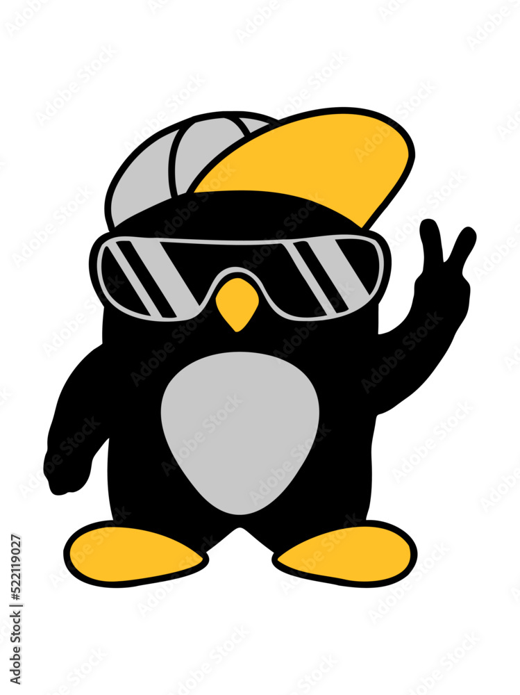 Cooler Pinguin Peace Handzeichen Stock Vector | Adobe Stock