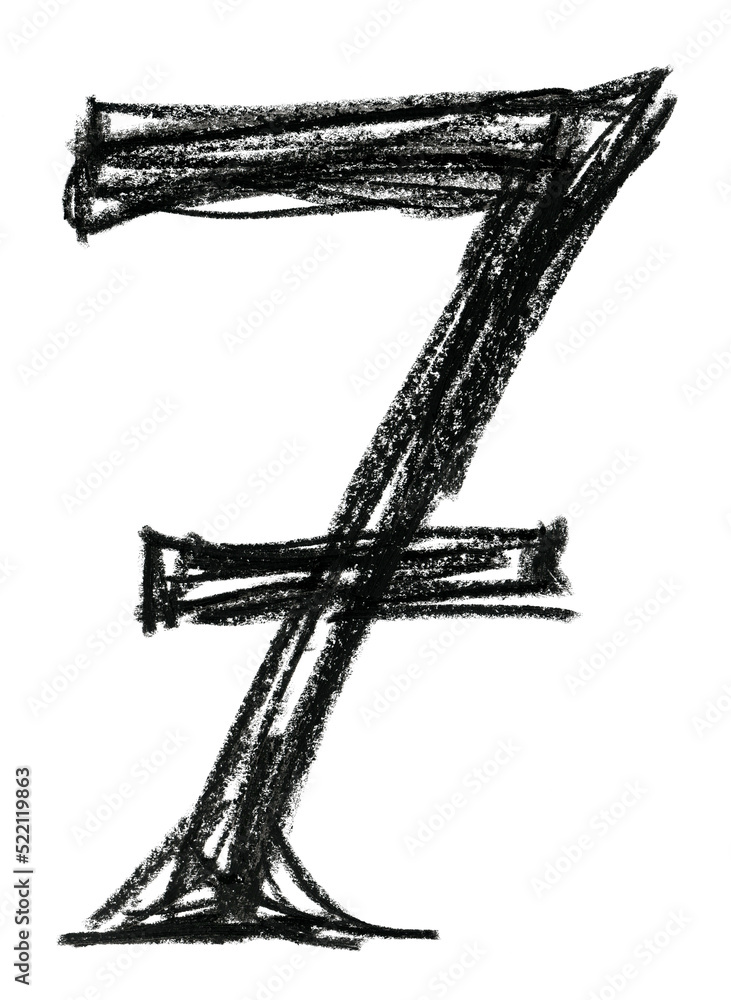 Handwritten sketch black Number 7 on transparent background Stock ...