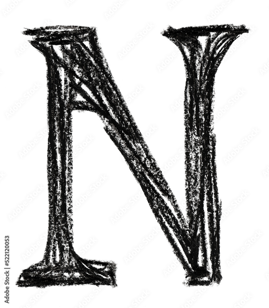 Handwritten sketch black Letter N on transparent background Stock Photo ...