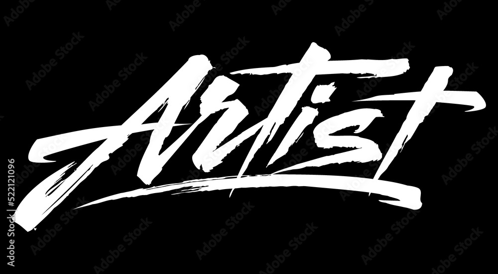 Single word Artist. Design element. Dry brush Lettering. Can be used as ...