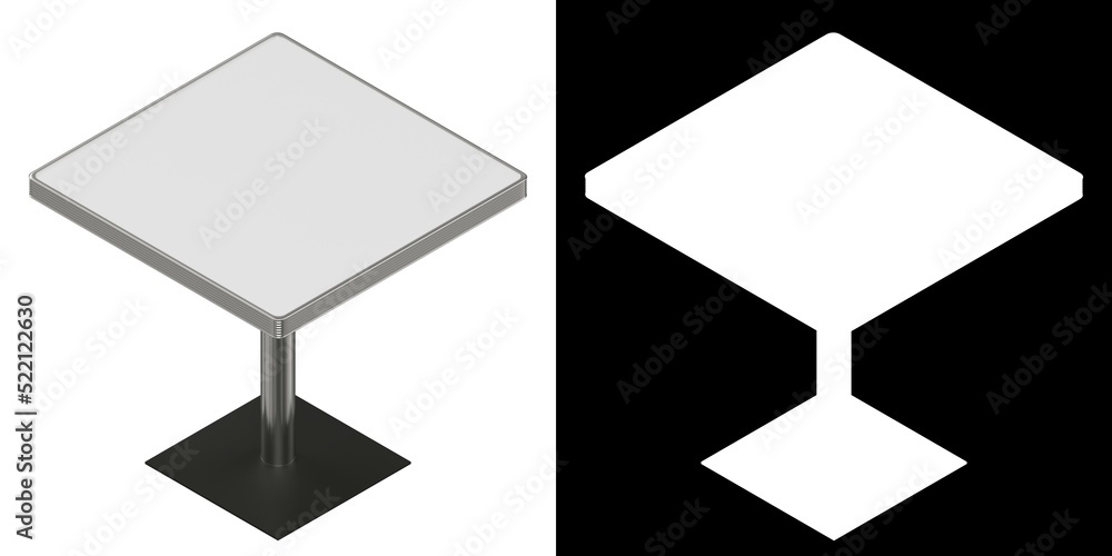3D rendering illustration of a square diner booth table Stock ...