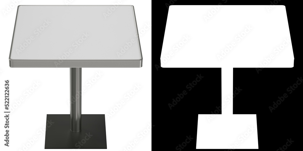 3D rendering illustration of a square diner booth table Stock ...