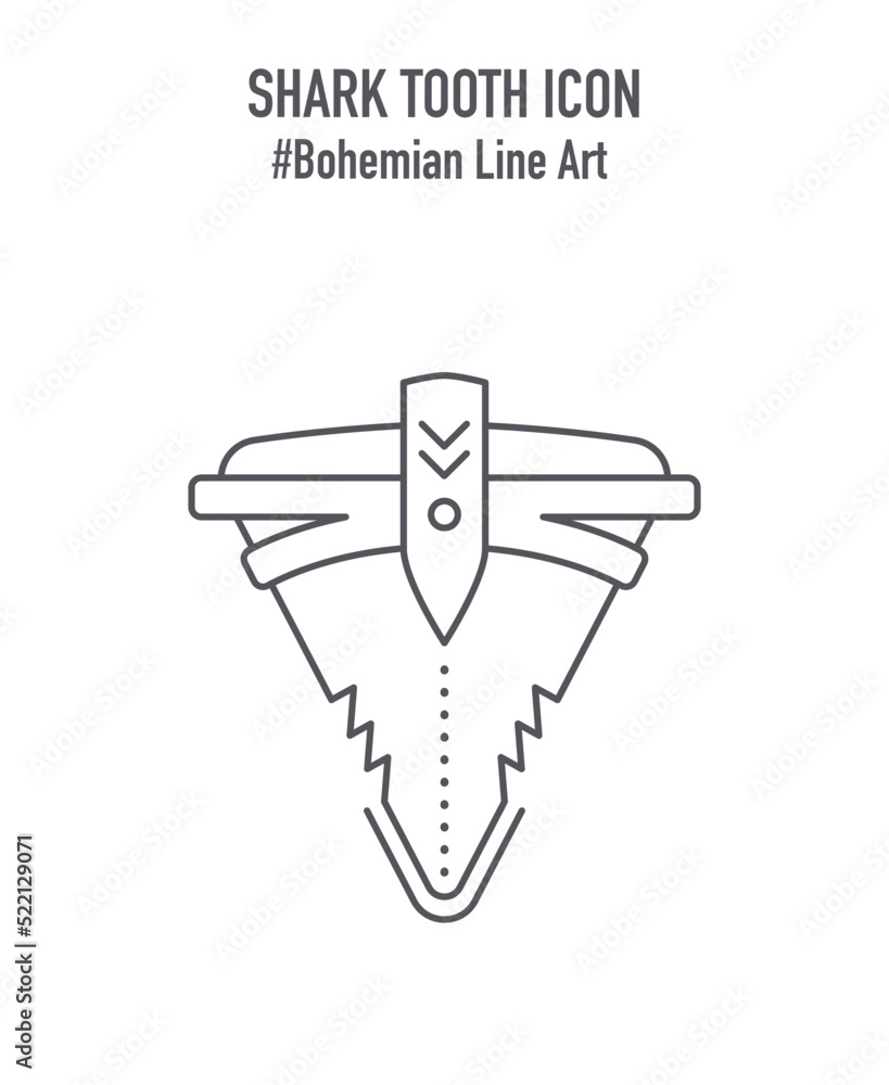 Shark tooth line art emblem, outline icon Stock Vector | Adobe Stock