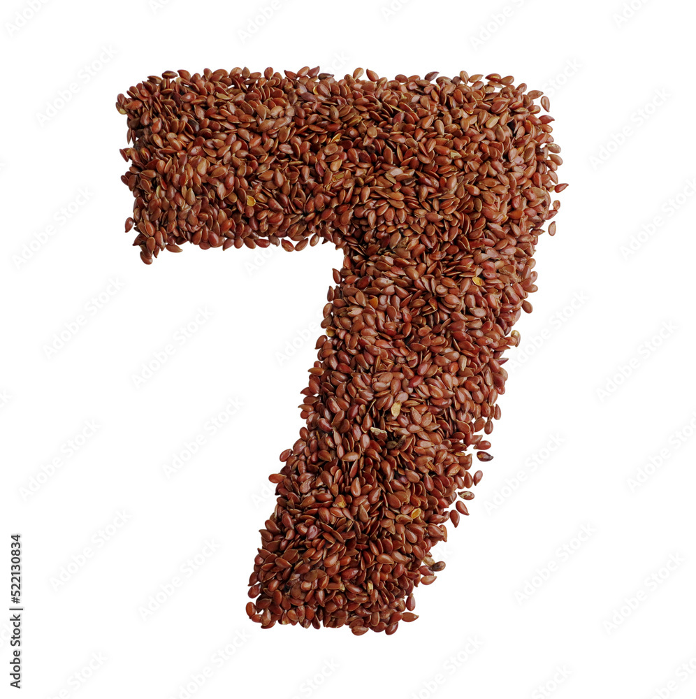 Number 7 made with Linseed also known as flaxseed isolated on ...