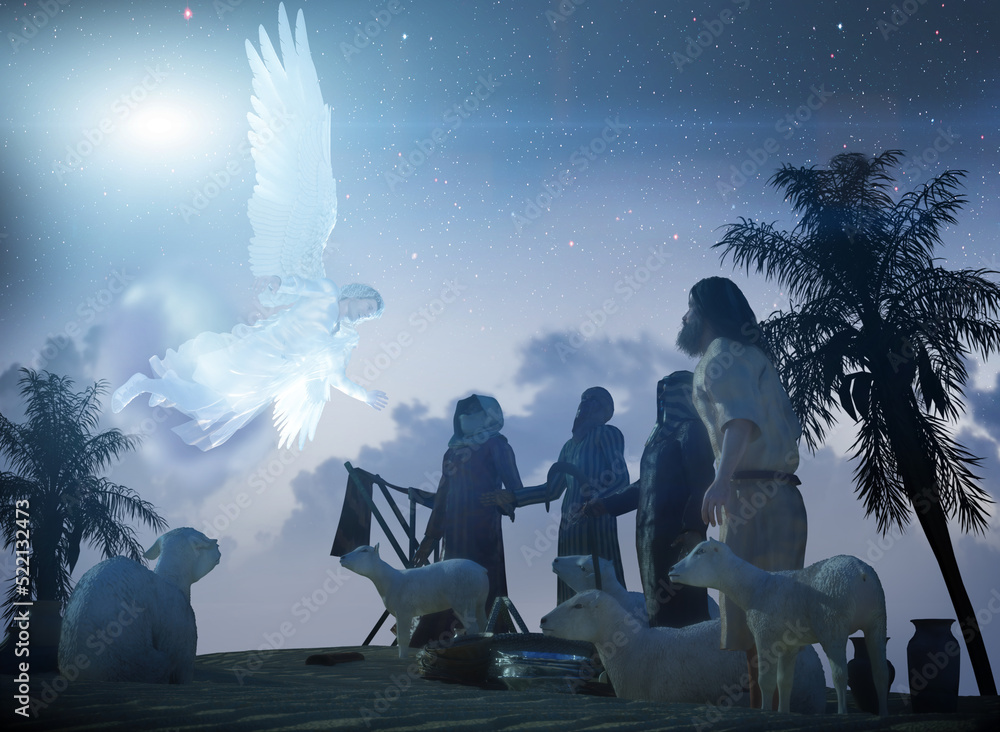 Christmas Angel announced to the shepherds the birth of Jesus birth in ...
