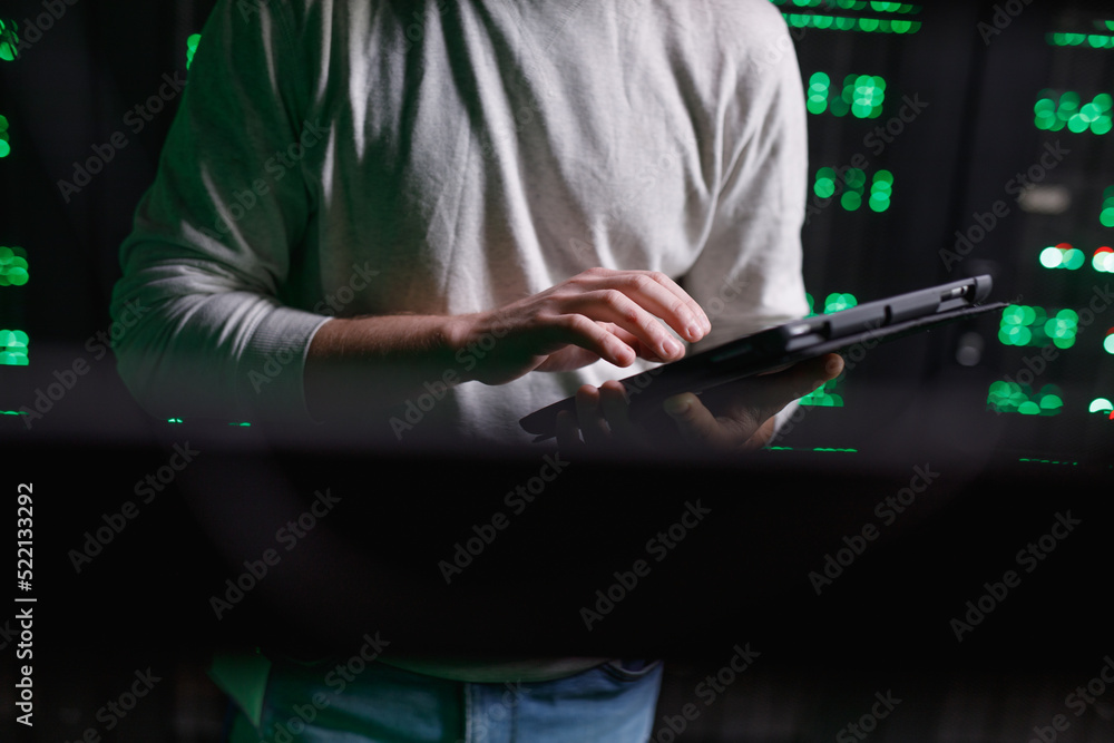 Anonymous worker using device for working flow with software Stock ...