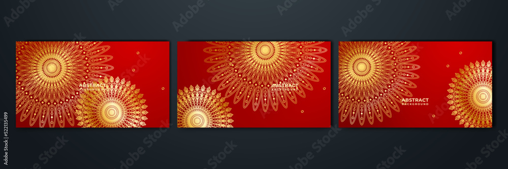 Luxury abstract red and gold background with mandala pattern. Abstract ...