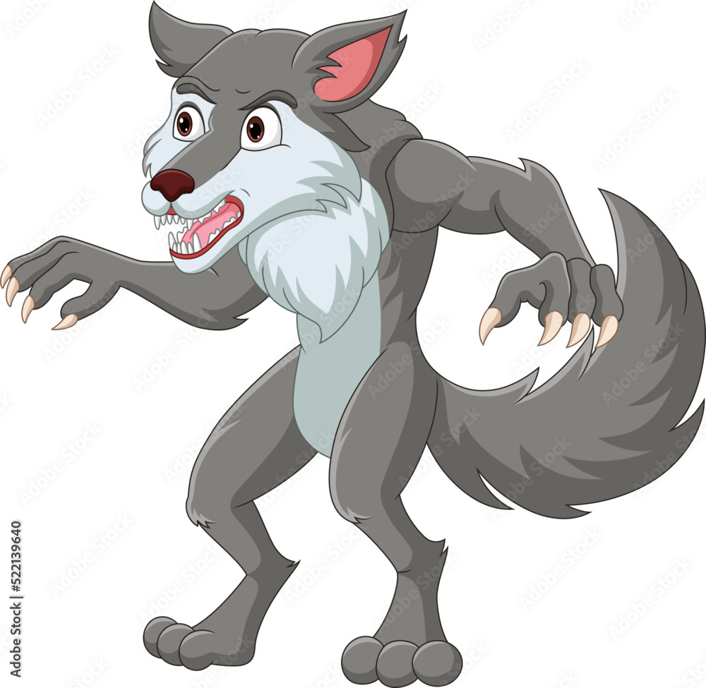 Cartoon wolf standing on white background Stock Vector | Adobe Stock