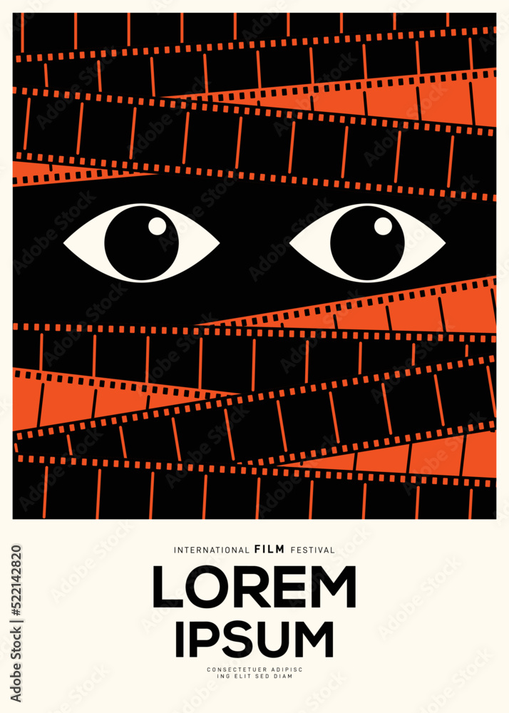 Movie poster design template background with vintage filmstrip Stock ...