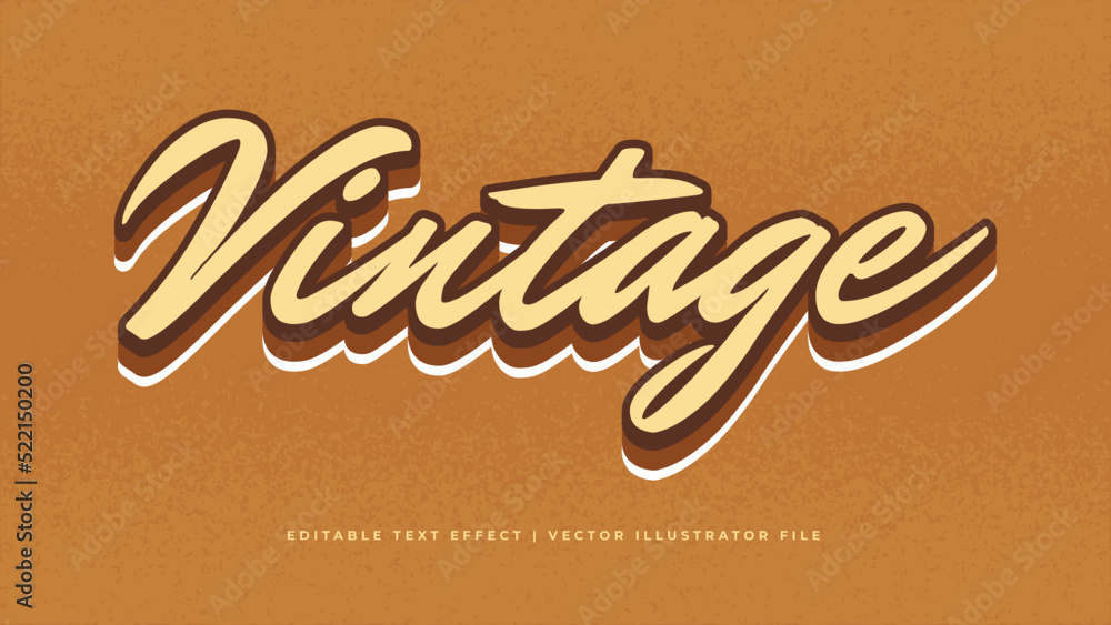 Retro vintage text effect template with 3d style editable font effect ...