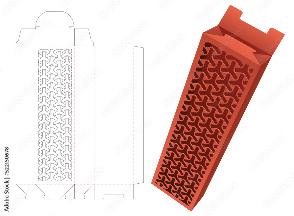 Japanese pattern box die cut template and 3D mockup Stock Vector ...