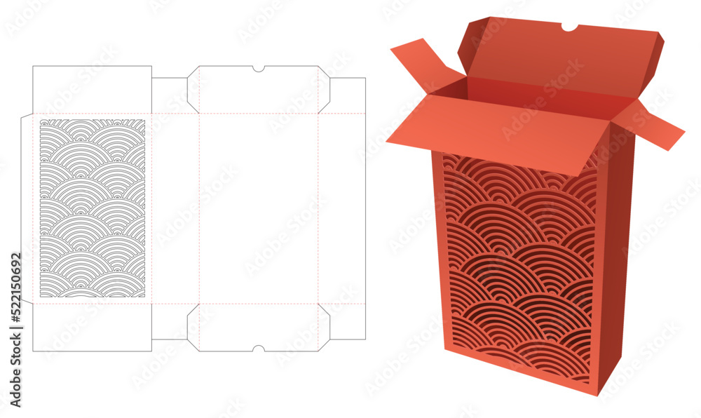 Japanese pattern box die cut template and 3D mockup Stock Vector ...