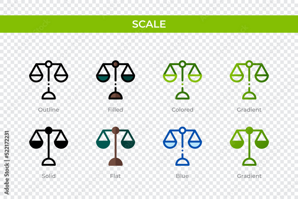 Scale icon in different style. Scale vector icons designed in outline ...