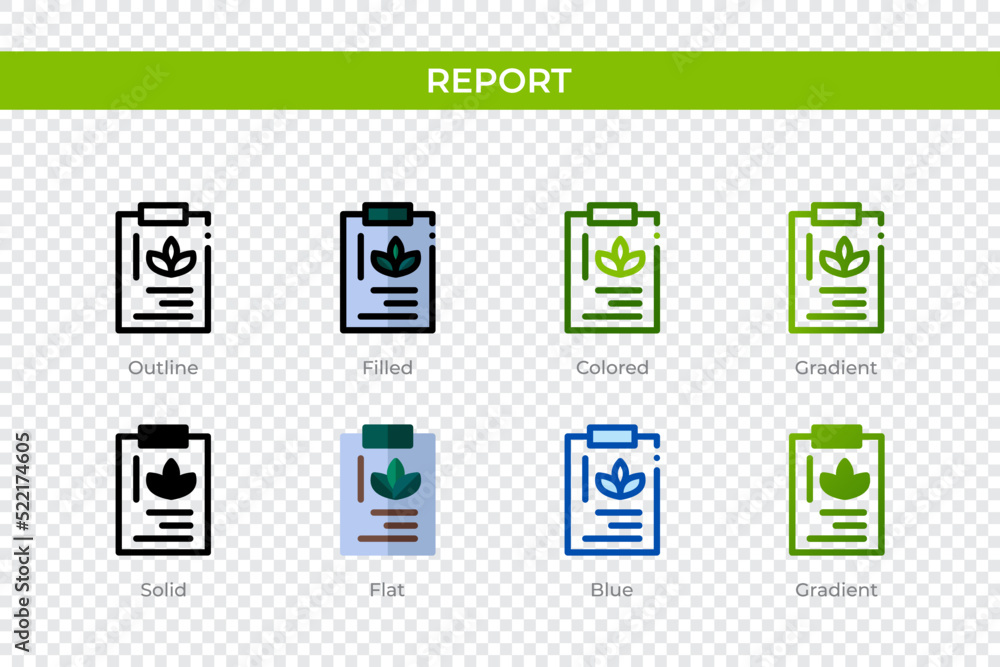 Report icon in different style. Report vector icons designed in outline ...