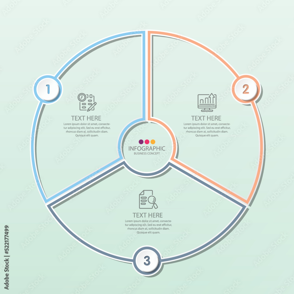 Basic circle infographic template with 3 steps, process or options, process chart, Used for ...
