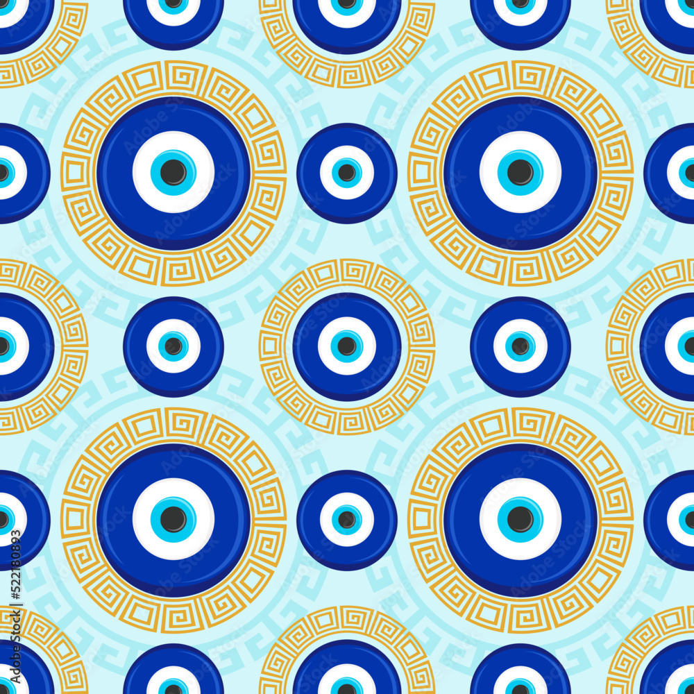 Evil eye ethnic pattern. Mystic greek blue amulet. Turkish traditional ...