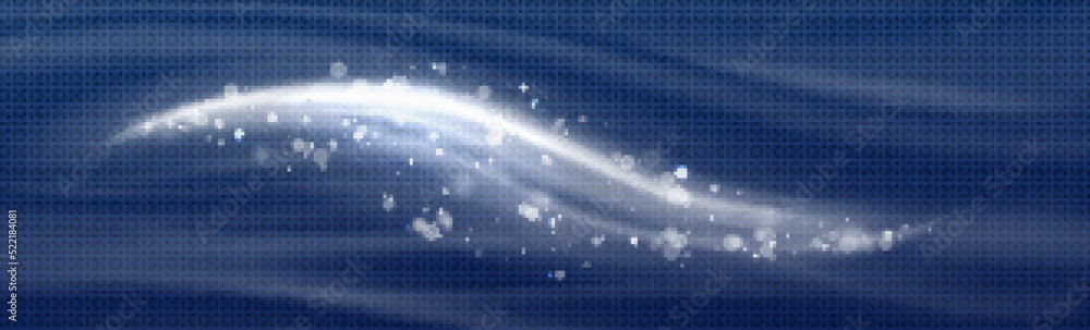 Wind blowing effect, mist, smoke or blizzard trails and snowflakes wave ...