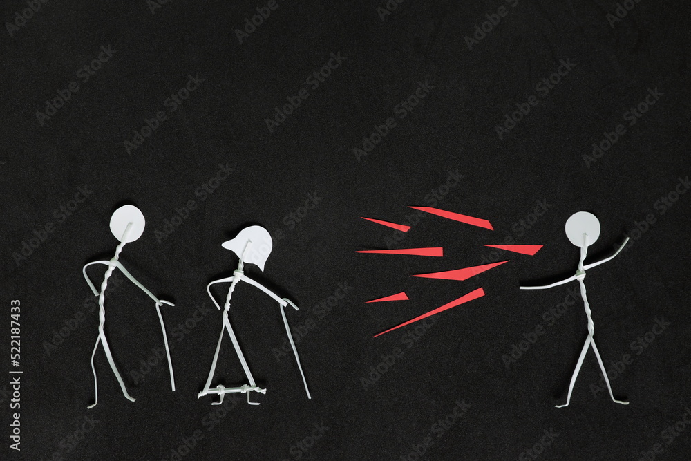 Seniors or old people verbal and emotional abuse concept. Stick man ...
