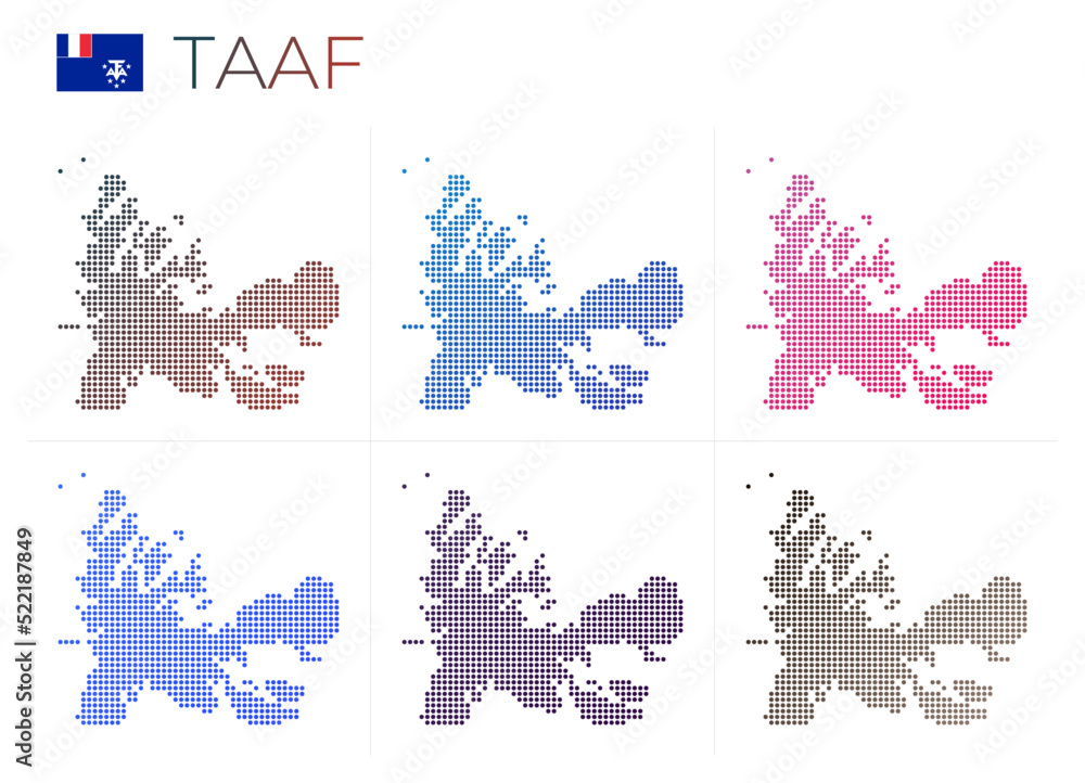 TAAF dotted map set. Map of TAAF in dotted style. Borders of the ...