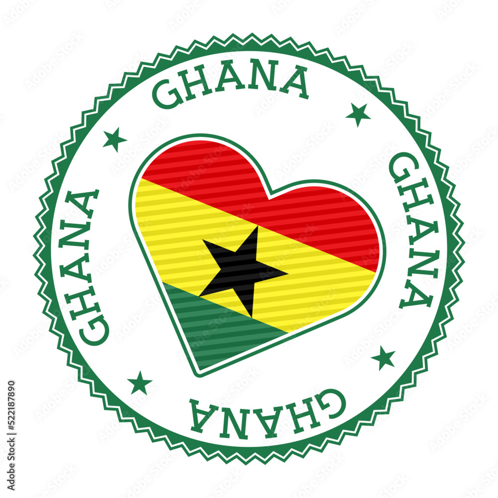 Ghana heart badge. Vector logo of Ghana charming Vector illustration ...