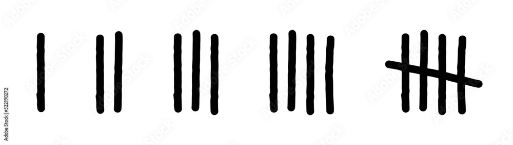 Tally marks prison jail vector wall count. Slash line and sticks hand ...