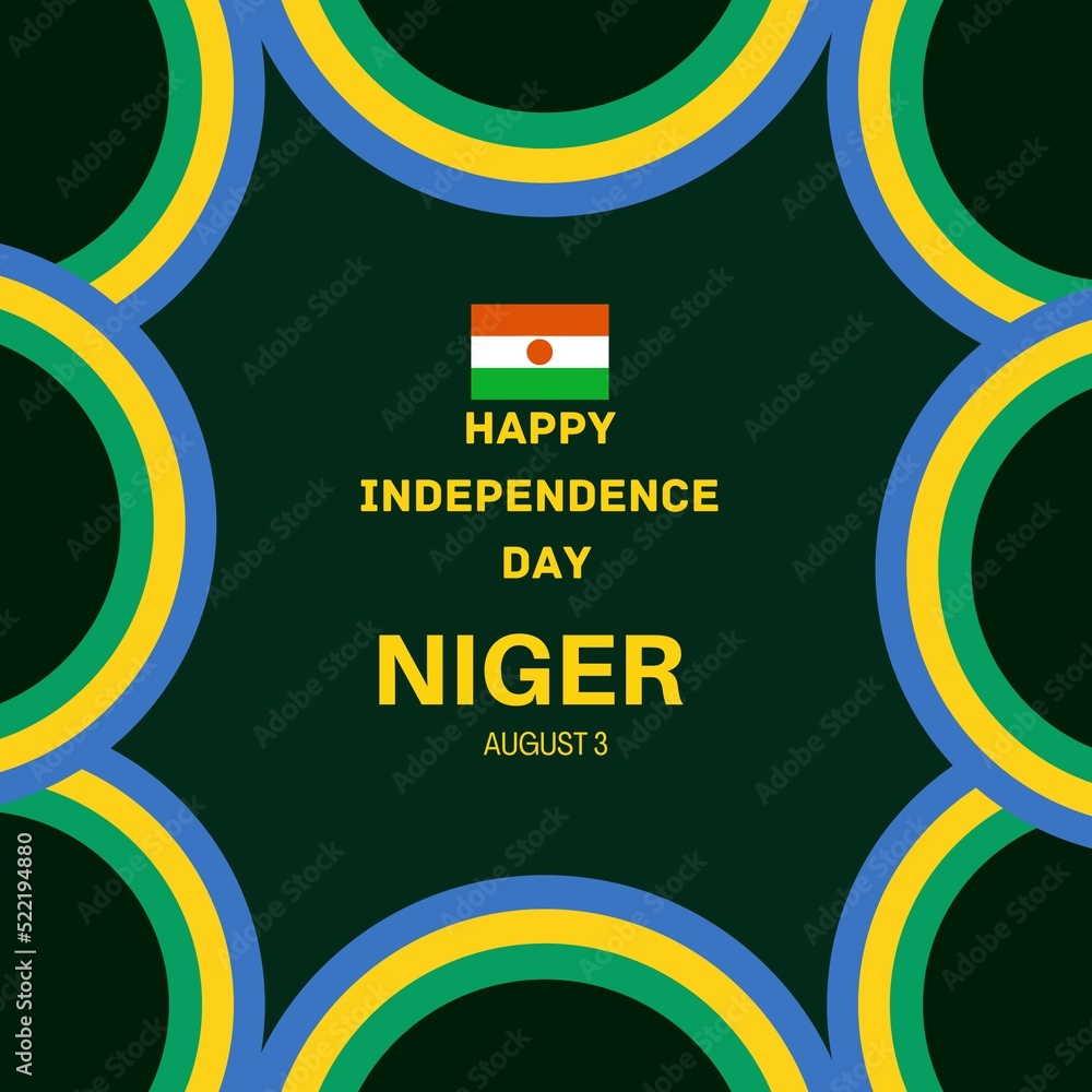 August 3rd Happy Independence Day of Niger poster design with flag and ...