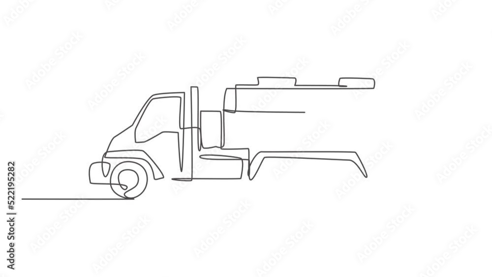 Animated self drawing of single continuous line draw tanker truck for ...