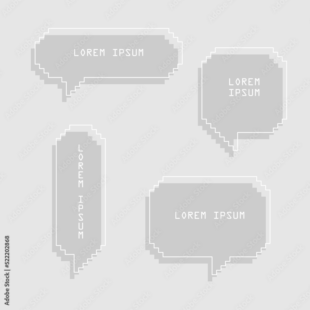 collection set of retro 8 bit pixel sweet cute speech bubble balloon ...