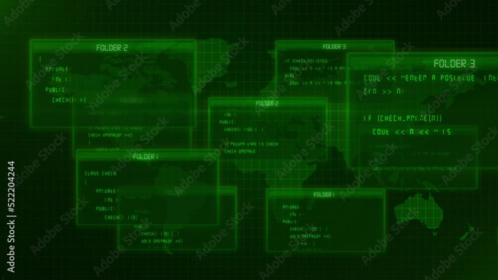 Cyber Crime Attack In Green Coding and hacking Error Distortion Message ...