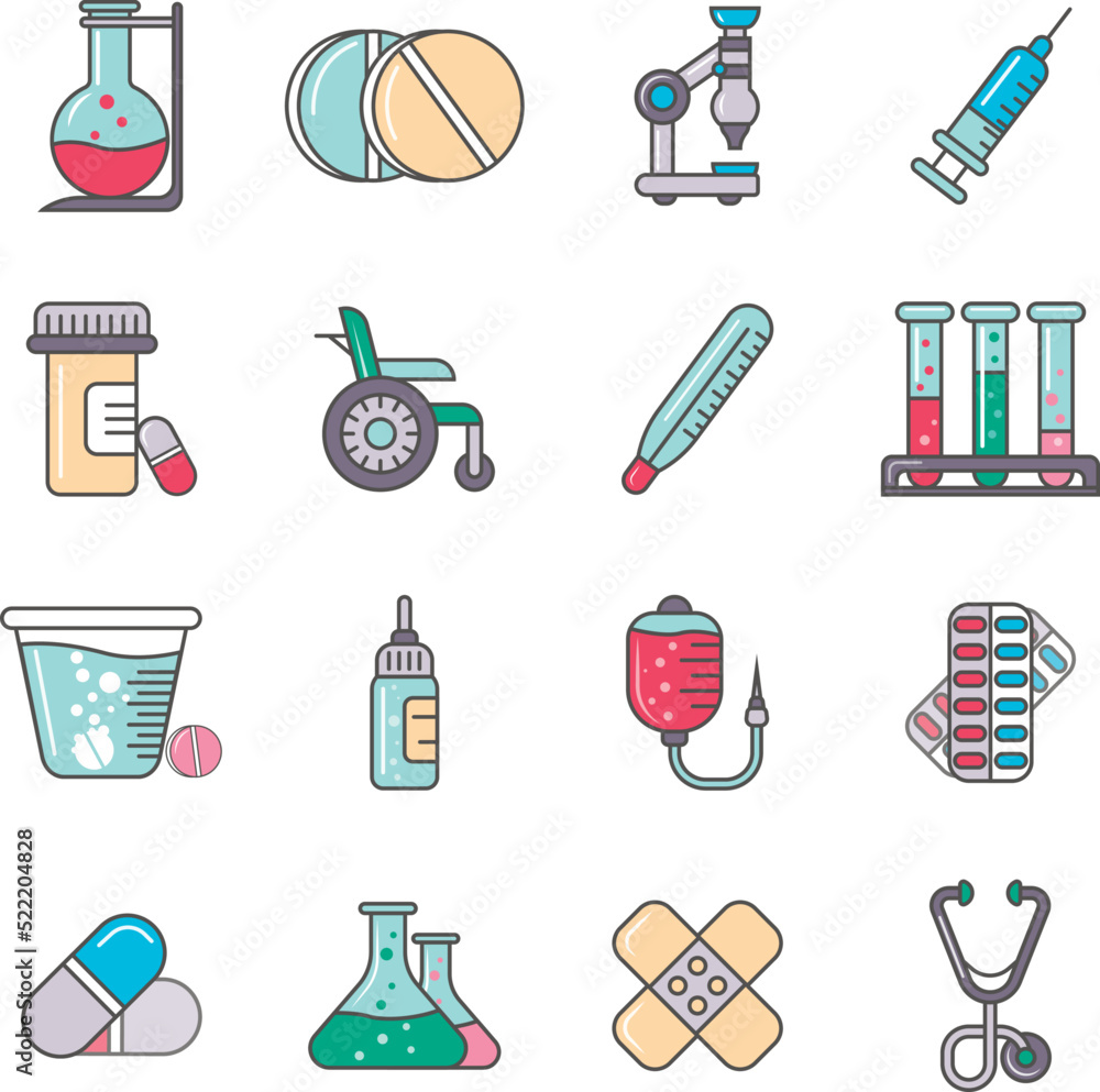 Medical line icon set isolated vector illustration. Stethoscope ...