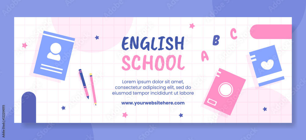 English Class Cover Template Hand Drawn Cartoon Flat Illustration Stock ...