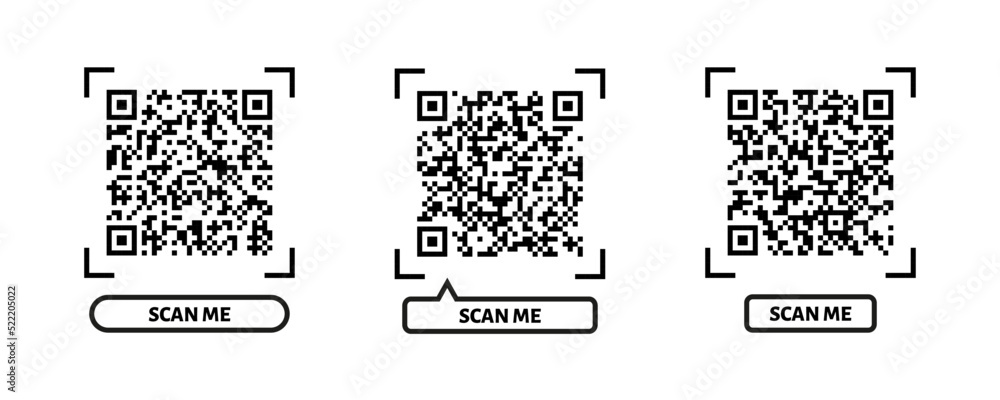 Scan Me Qr Code Design Qr Code For Payment Text Transfer With Scan Me Button Vector