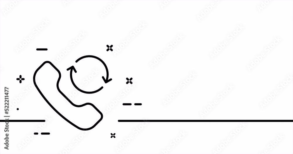 Handset with arrow. Landline phone, missed, call back, phone number ...