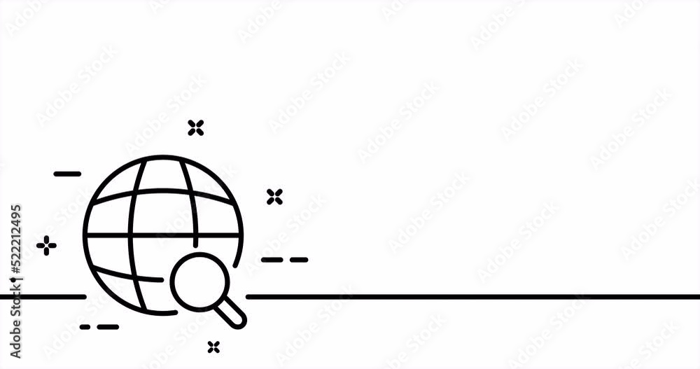 Magnifier with planet. Worldwide search, maps, geolocation, package ...