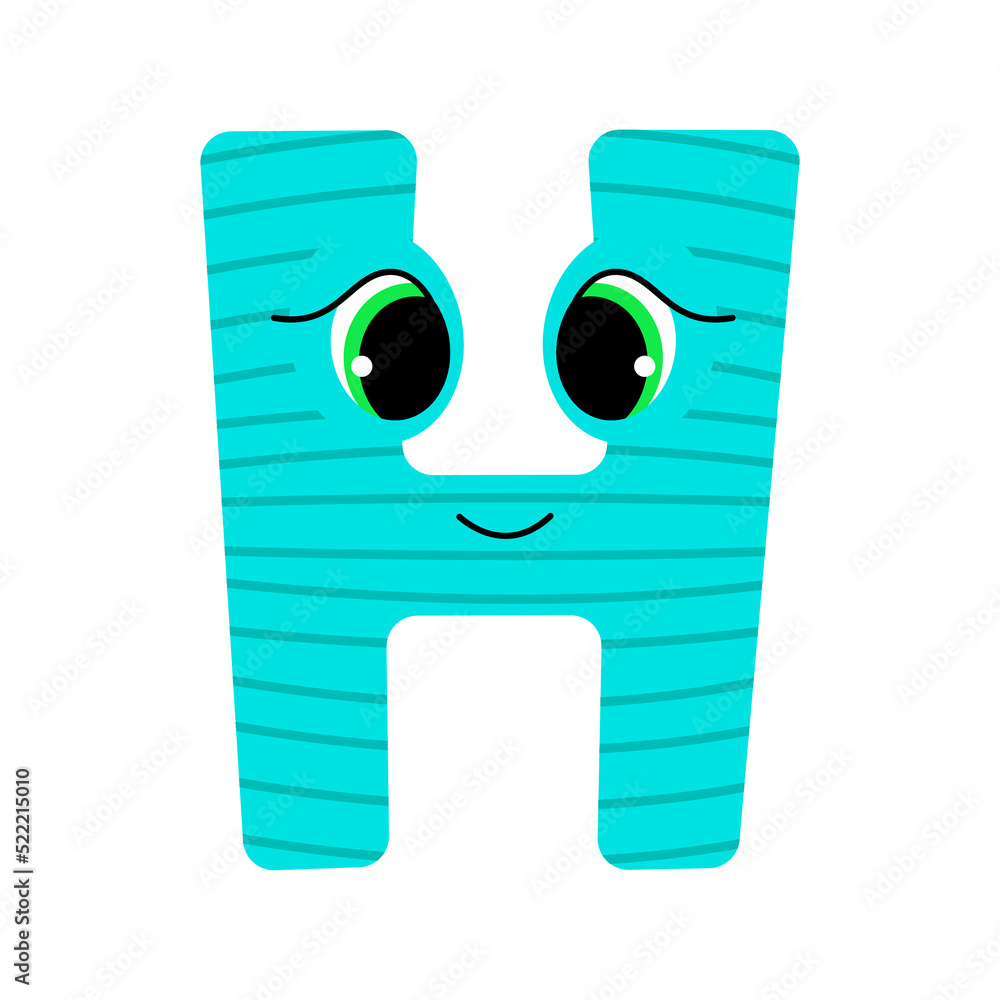 The letter H. Symbol from the monster alphabet. Isolated on white ...