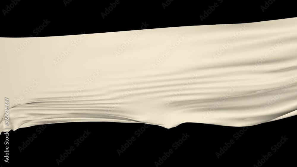 Dynamic animation of fabric on a black background. Fabric cream color ...