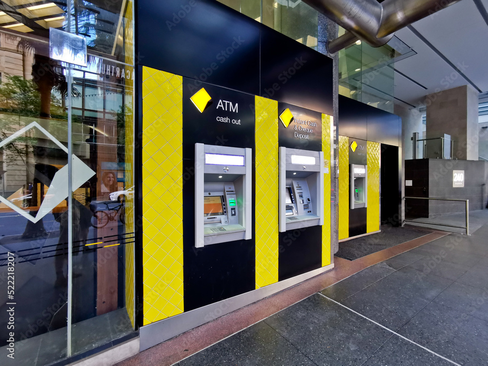 BRISBANE, AUSTRALIA - MAY 19, 2020: ATM of Commonwealth Bank of ...
