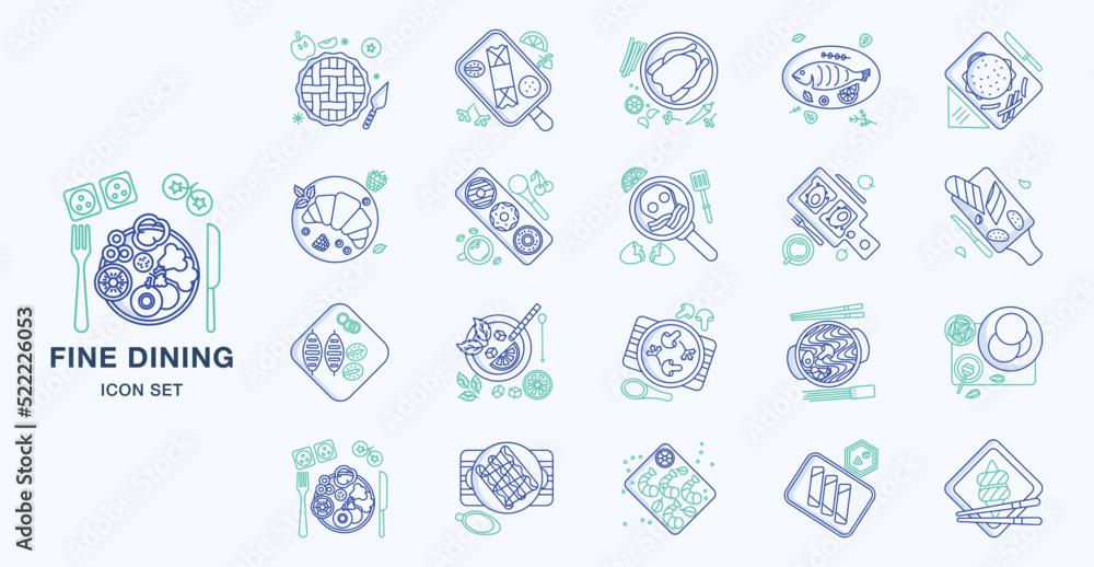 Fine dining restaurant icon set Stock Vector | Adobe Stock