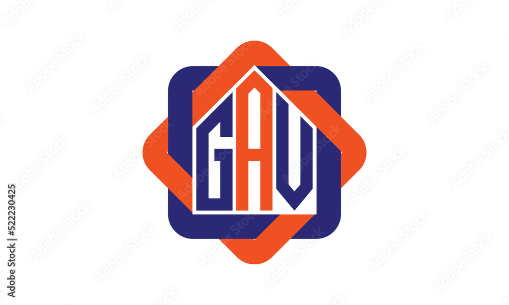 GAV three letter real estate logo with home icon logo design vector ...